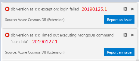 Fail to run 'db.version();' with an error (Windows) · Issue #988 · microsoft/vscode-cosmosdb ...