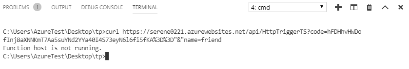 Display 'Function host is not running' after deploying a TypeScript project to Linux Preview ...