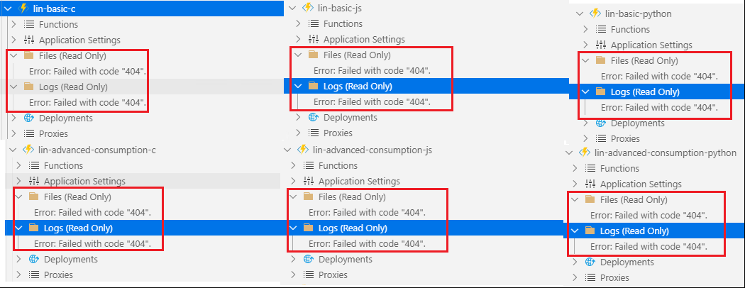 Display an error "Failed with code '404' " after expanding Files/Logs node for a new Linux ...