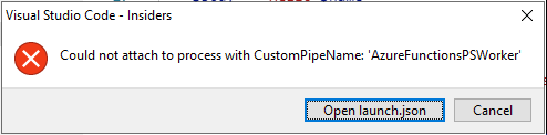 Pop up an error when debugging a PS project · Issue #1642 · microsoft/vscode-azurefunctions · GitHub