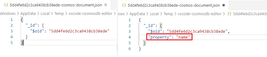 Pop up an error when updating a Mongo DB document · Issue #1225 · microsoft/vscode-cosmosdb · GitHub
