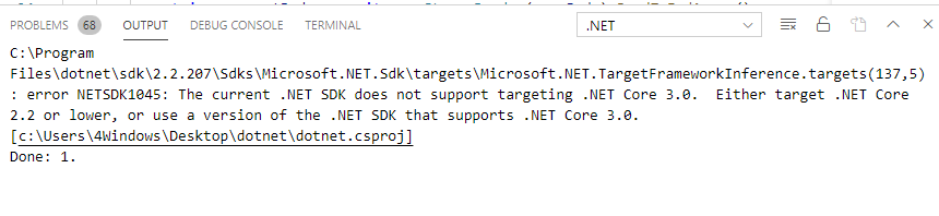 Pop up an error when restoring a C# project with .NET Core SDK 2.2.x ...
