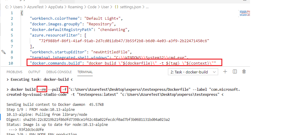 The "--rm -f" still appears on the command line when building a Dockerfile · Issue #1674 ...