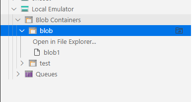 Opening in File Explorer fails to expand the blob from Local Emulator ...