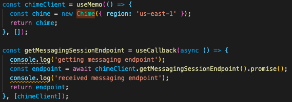 Establishing a messaging connection with chime ...