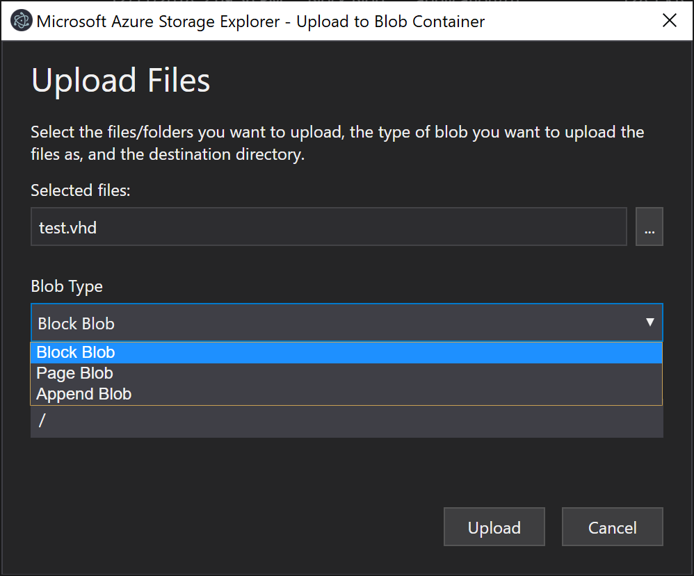 AzCopy - Uploud VHD files · Issue #1137 · microsoft/AzureStorageExplorer · GitHub