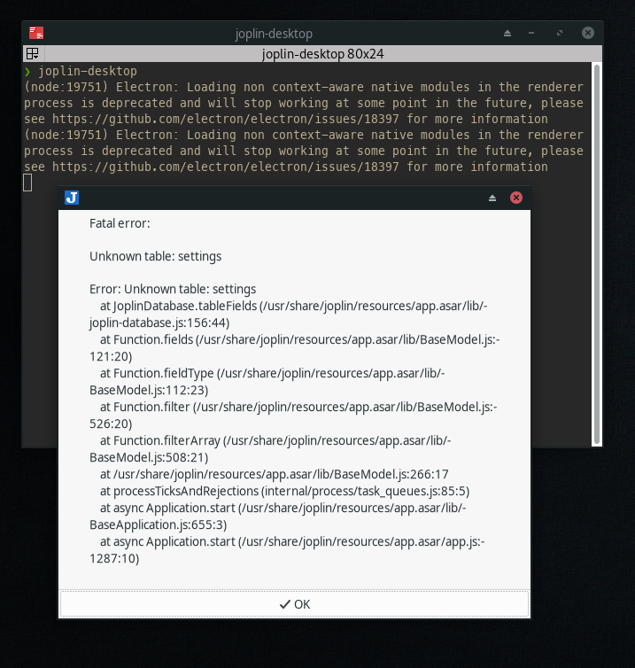 Fatal Error: Unknown table: settings · Issue #3088 · laurent22/joplin · GitHub