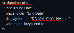 Validate Datetime Picker on livewire component · Issue #329 · wireui/wireui · GitHub
