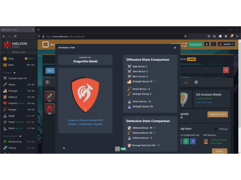 [Bug]: Dragonfire Shield upgrade view hitpoint for non-adventure mode · Issue #2010 · MelvorIdle ...