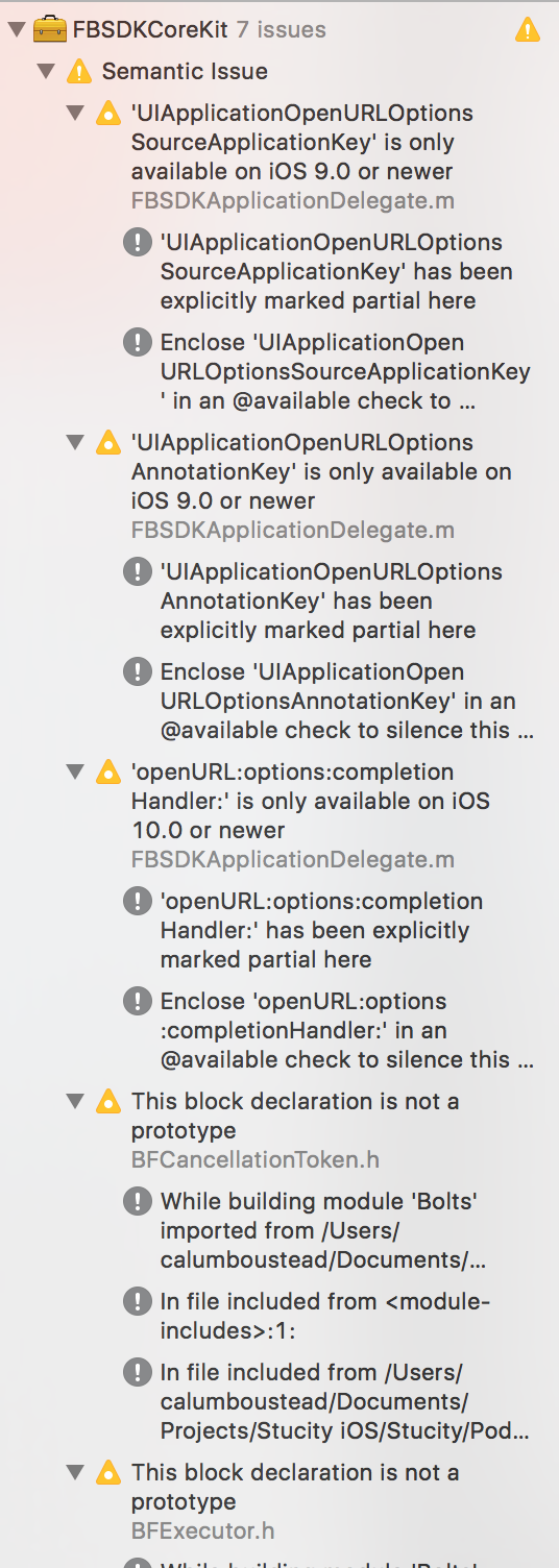Semantic Issues and Compiler Warnings · Issue #211 · facebookarchive/facebook-swift-sdk · GitHub