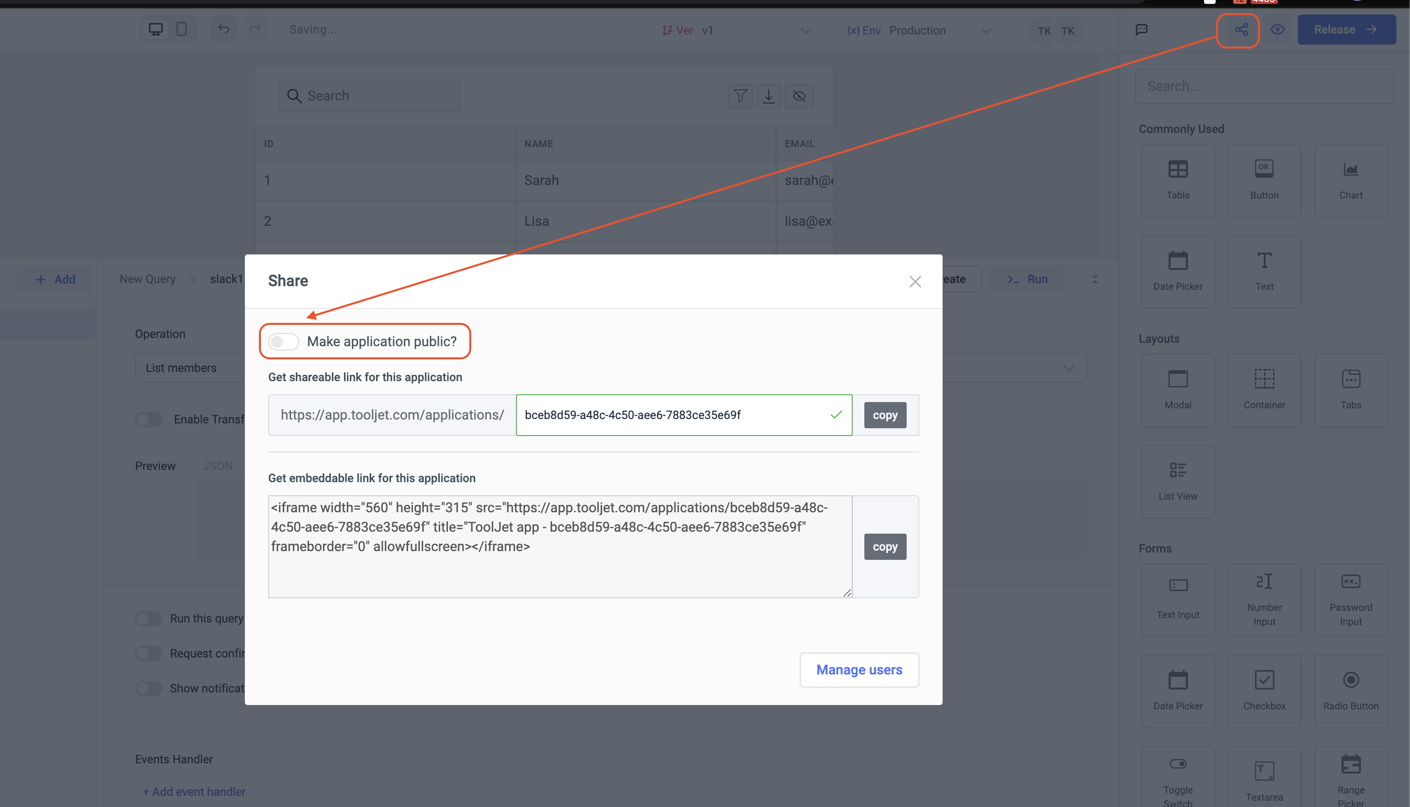 Change cursor to poiner on hover of toggle in Share dialogue box · Issue #6121 · ToolJet/ToolJet ...
