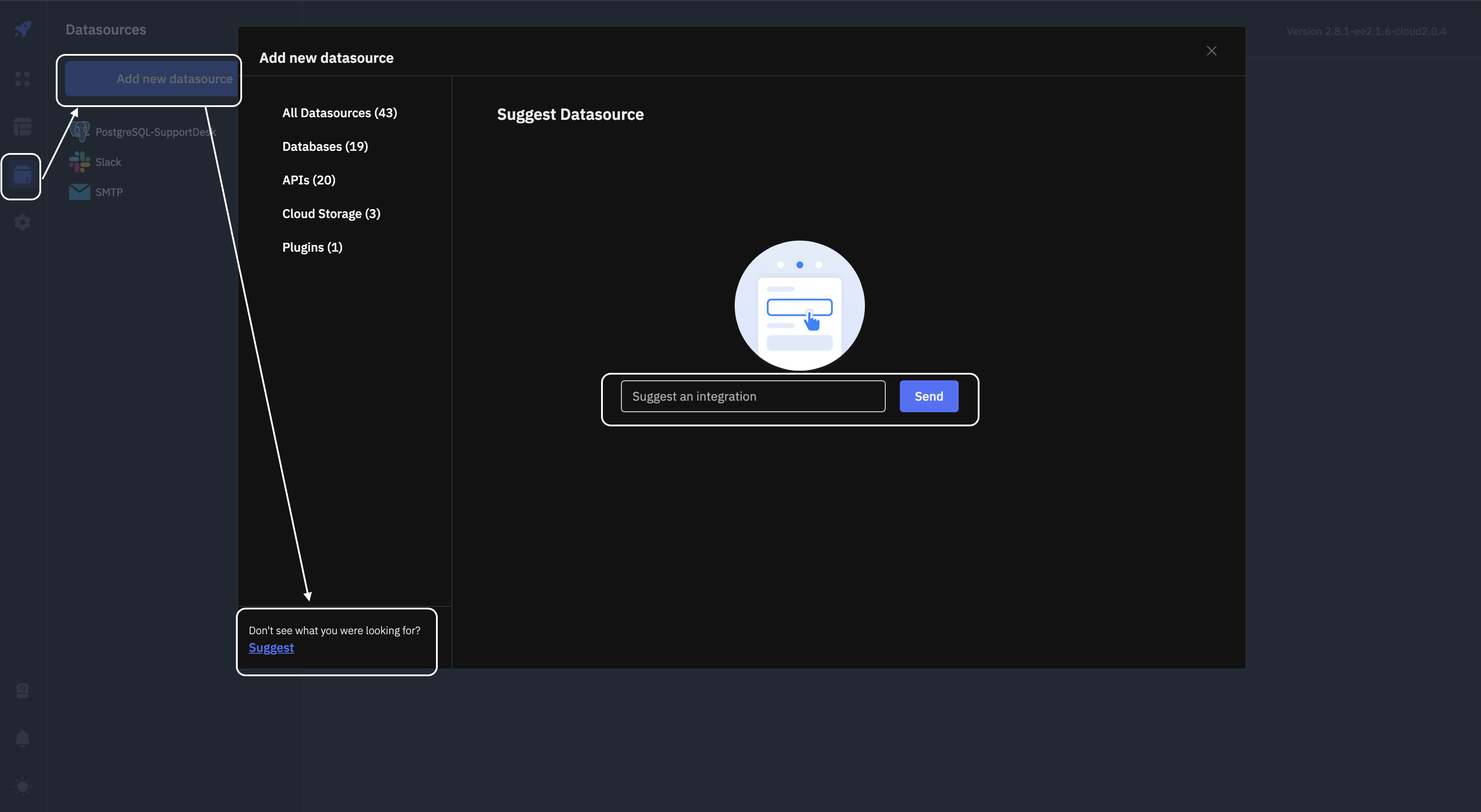 Enhance "Send" button behavior in Suggest Datasource · Issue #6940 · ToolJet/ToolJet · GitHub