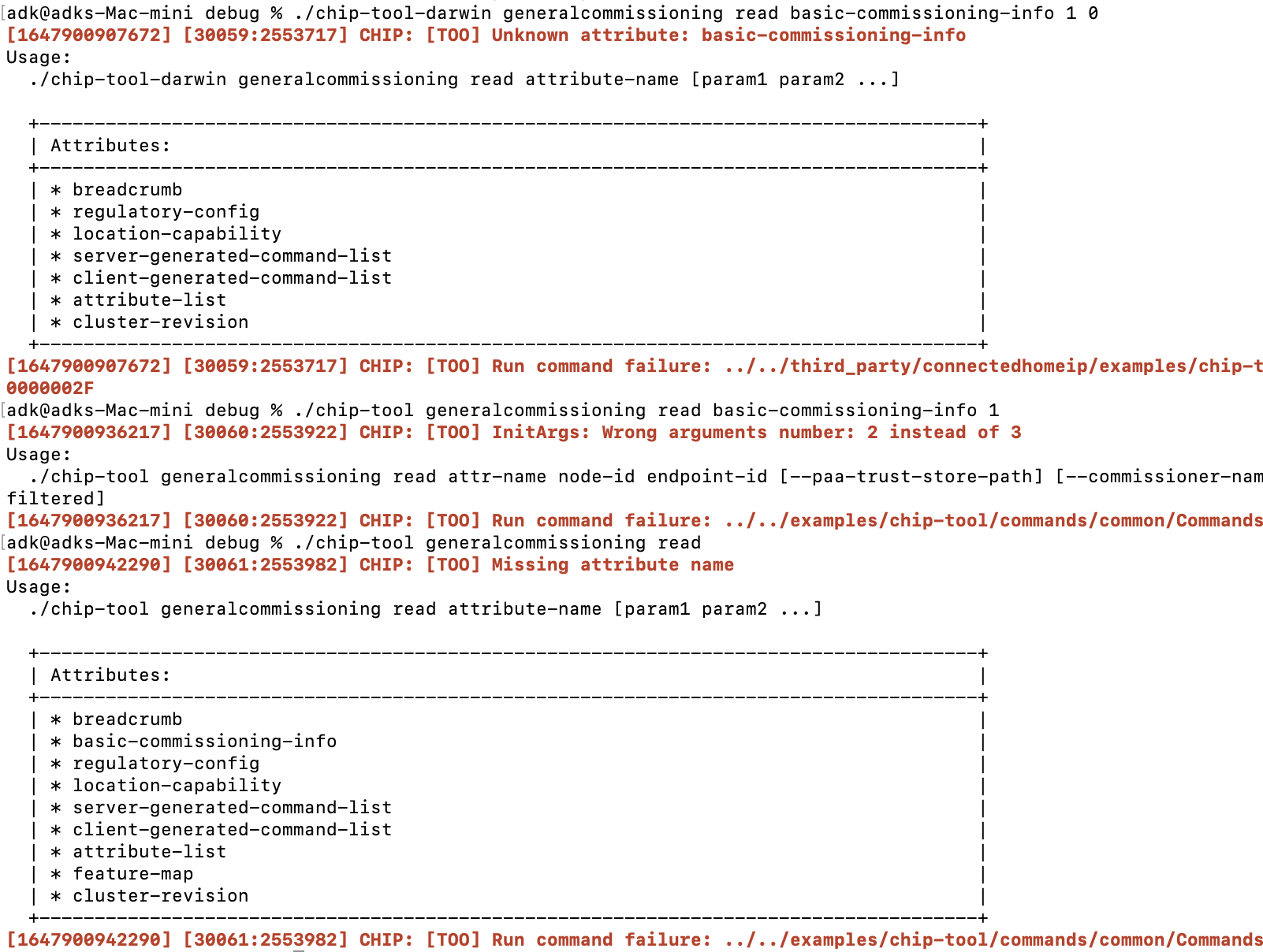 TC-GC-1.1 chip-tool-darwin testing: Basic commissioning info attribute ...
