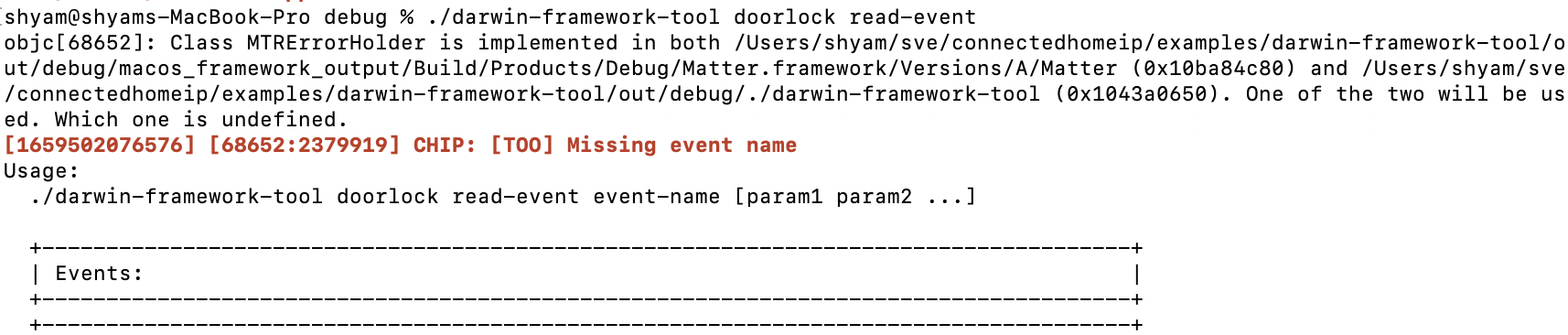 TE9 TC-DL-3.3 chip tool Darwin testing: read-event attributes support ...