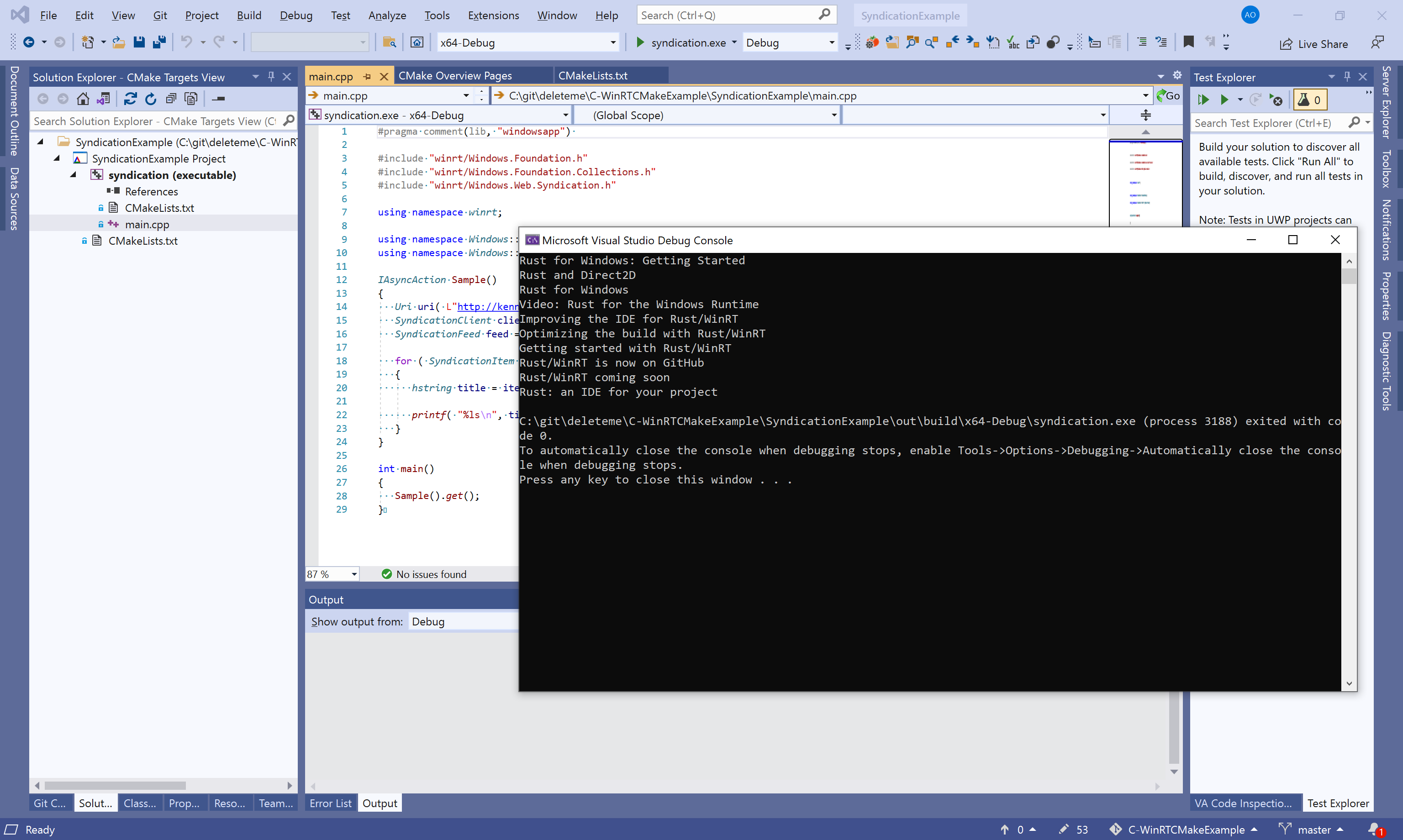 GitHub - ajorians/CPPWinRTCMakeExample: Example using C++/WinRT with CMake