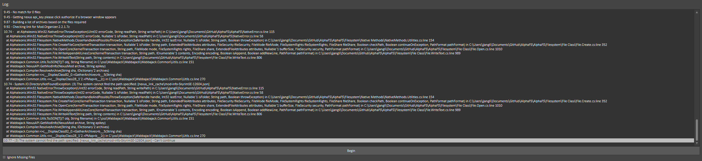 The system cannot find the path specified · Issue #36 · wabbajack-tools/wabbajack · GitHub