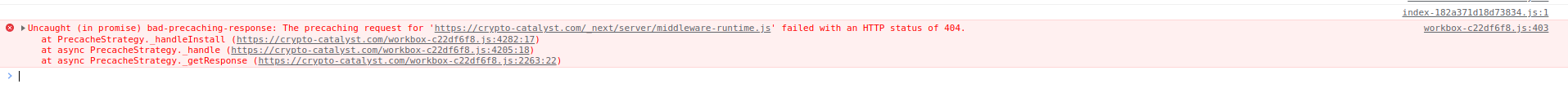 Issue with service worker. middleware-runtime.js' · Issue #323 · shadowwalker/next-pwa · GitHub