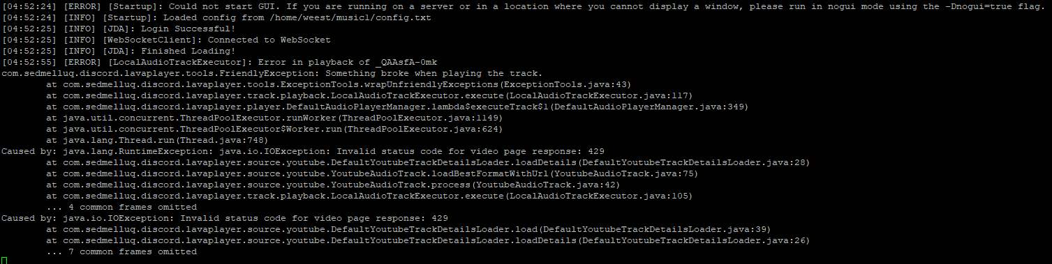 [Bug Report] Lavaplayer Error when running on Linux · Issue #462 · jagrosh/MusicBot · GitHub