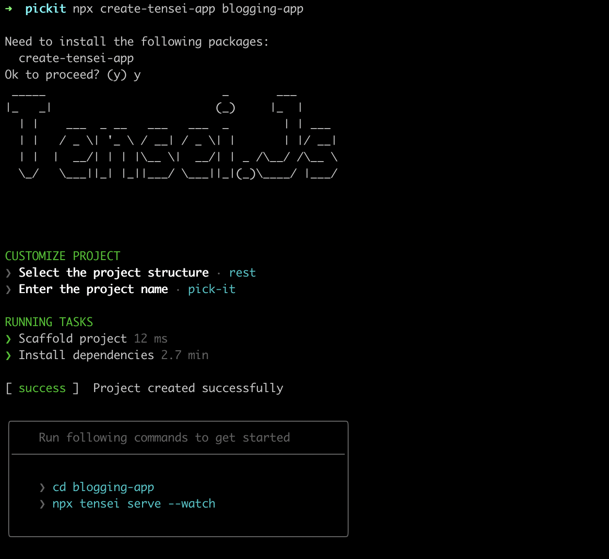Bug report when creating a new project · Issue #193 · tenseijs/tensei · GitHub