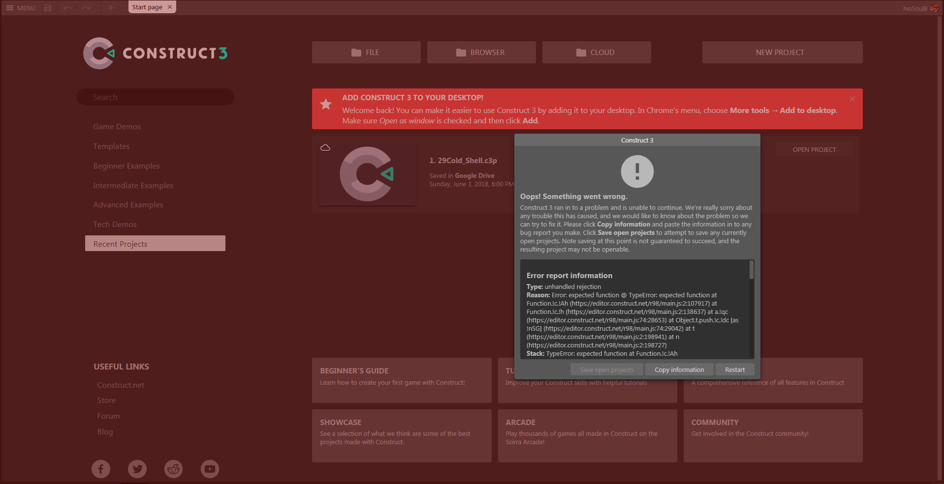 Caught rare C3 startup bug · Issue #1665 · Scirra/Construct-bugs · GitHub