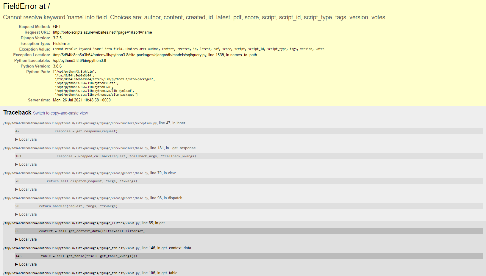 Bug: Can no longer sort by name · Issue #55 · AdmiralGT/botc-scripts ...