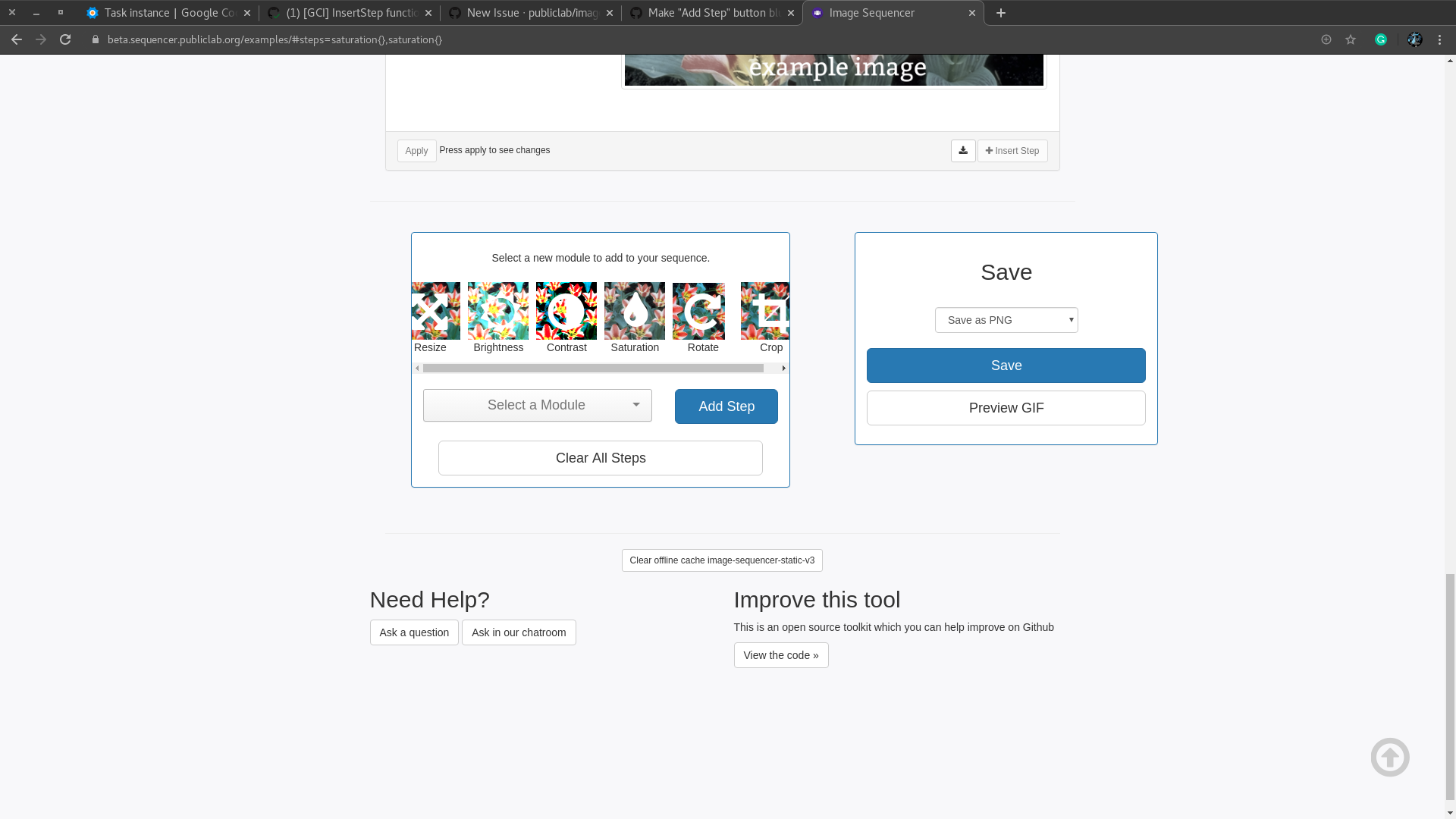 Insert Step 'Add Step' button should be blue · Issue #1361 · publiclab/image-sequencer · GitHub