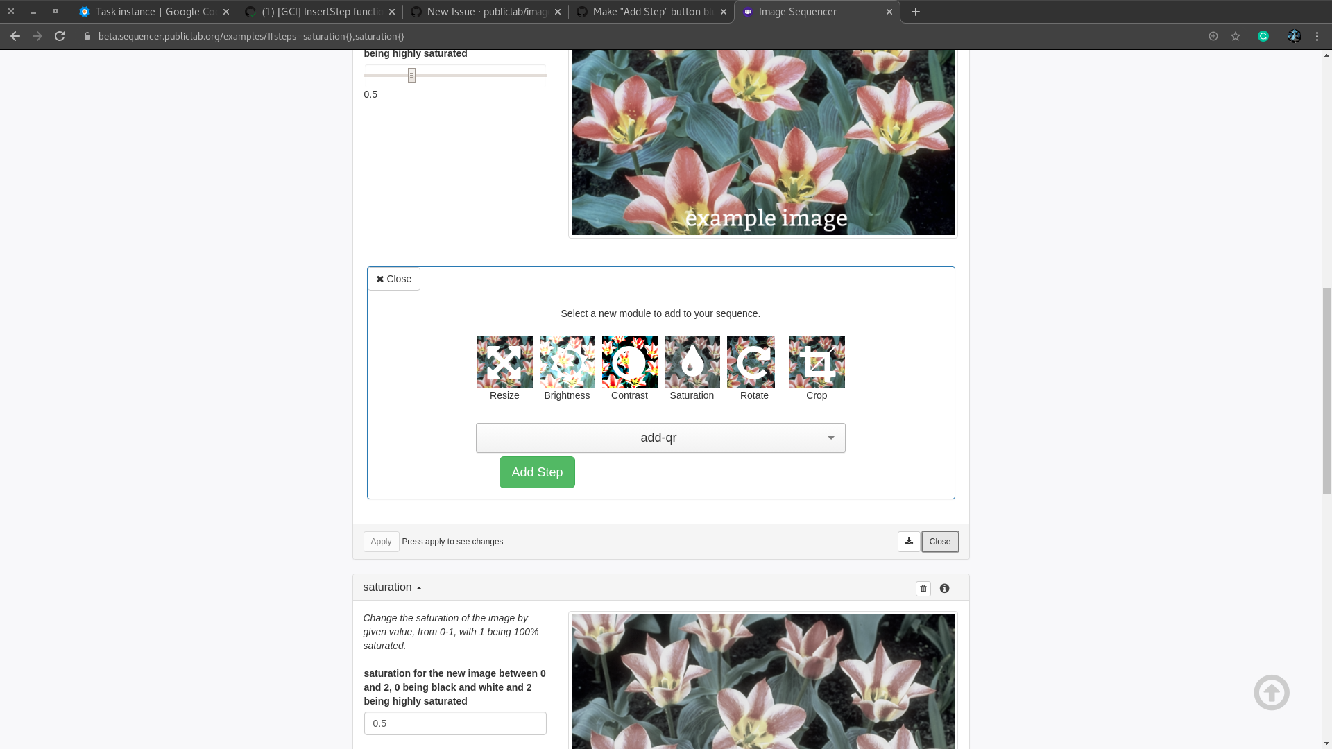 Insert Step 'Add Step' button should be blue · Issue #1361 · publiclab/image-sequencer · GitHub