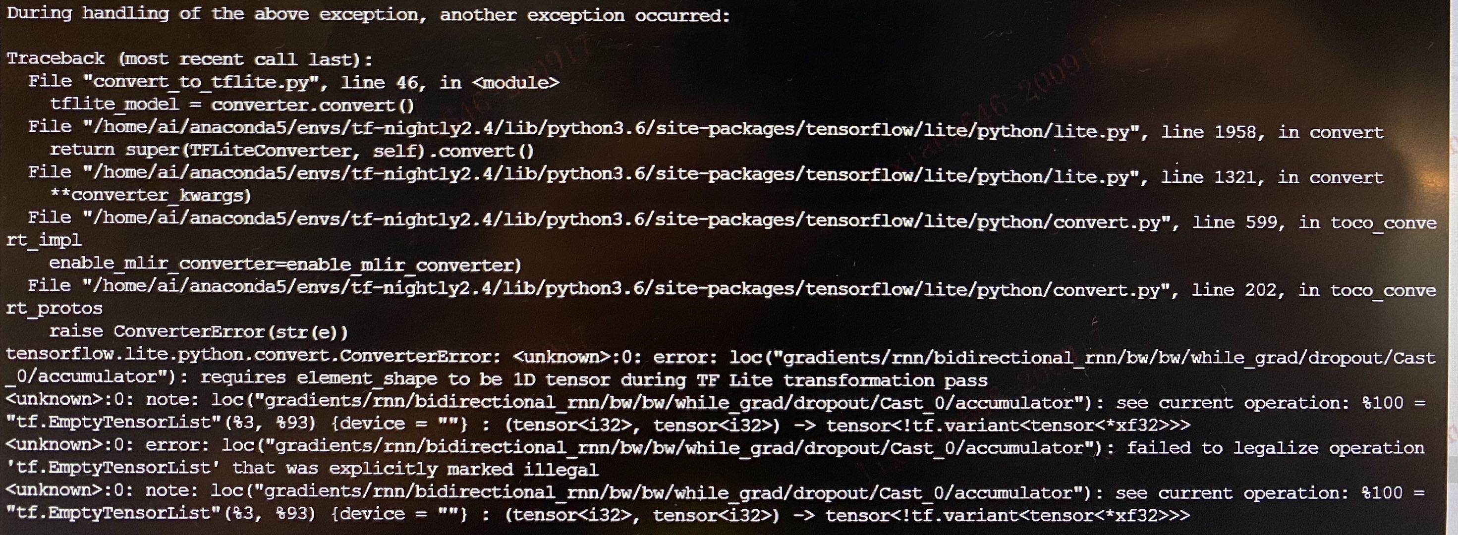 [RNN]Cannot get saved .tflite model · Issue #43270 · tensorflow/tensorflow · GitHub