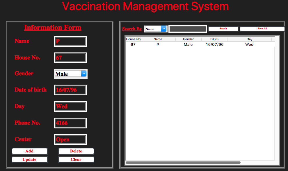 Github Atin11vaccine Dbms Full Stack Vaccine Dbms Developed Using Tkinter And Python Mysql 
