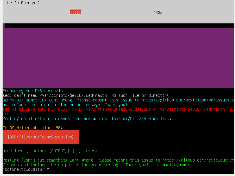 OCP\Files\NotFoundException · Issue #2198 · nextcloud/vm · GitHub