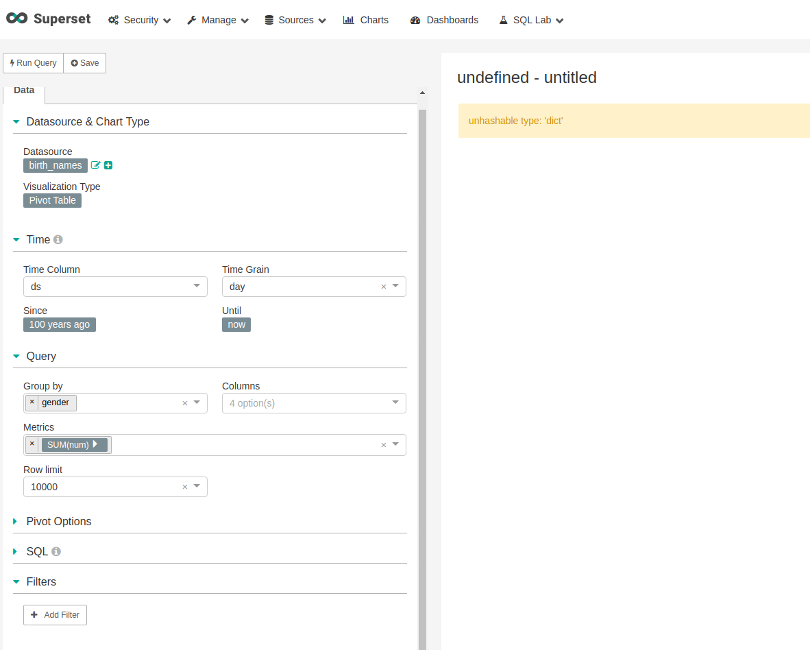 Pivot Table Not Working Unhashable Type dict Issue 4984
