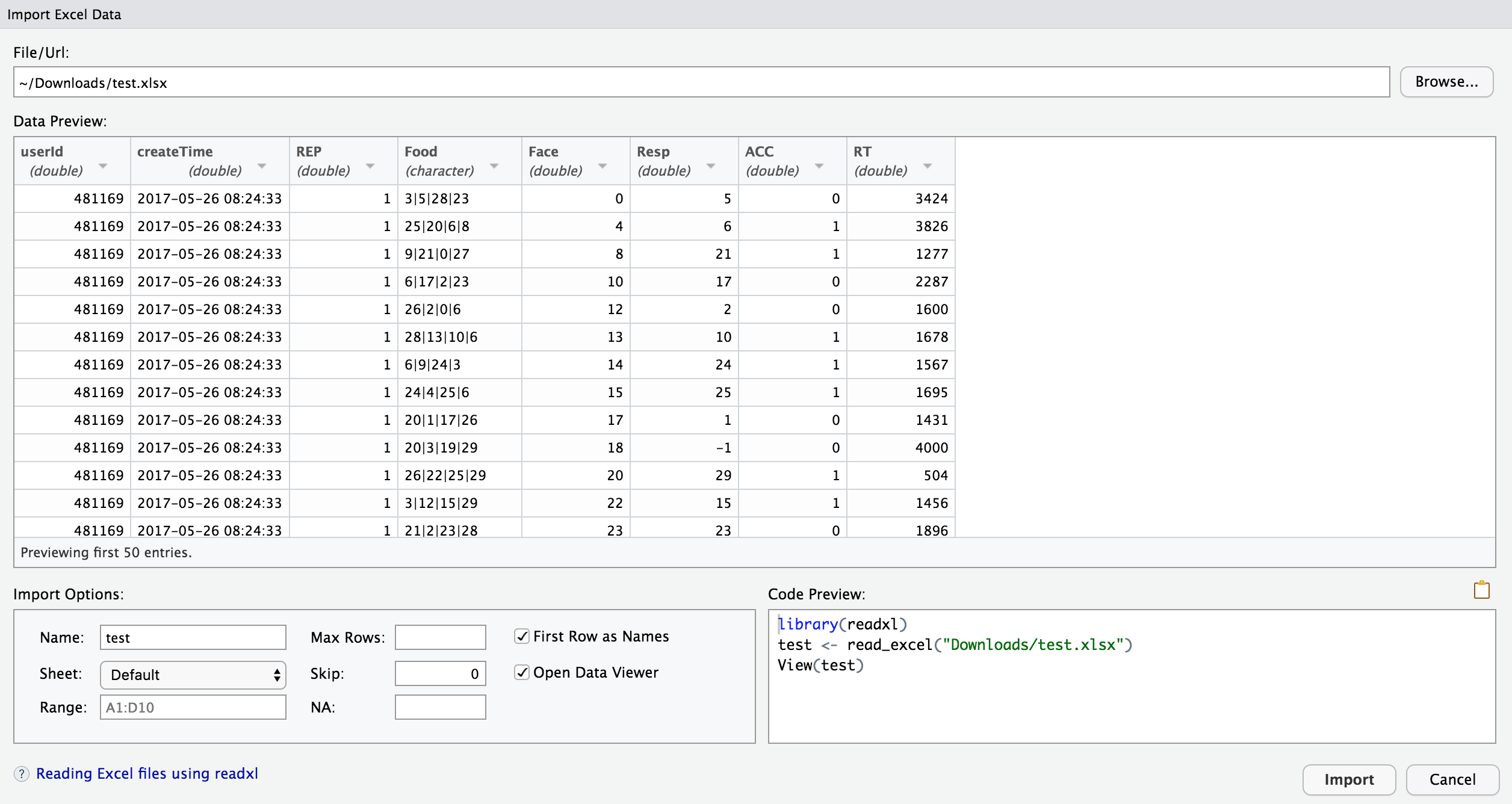 Data preview panel is kind of messy when use `Import Dataset...` option ...