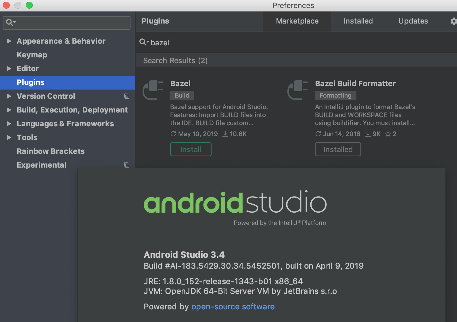 Android Studio with Bazel plugin for 3.4 is not downloadable from within the IDE · Issue #754 ...