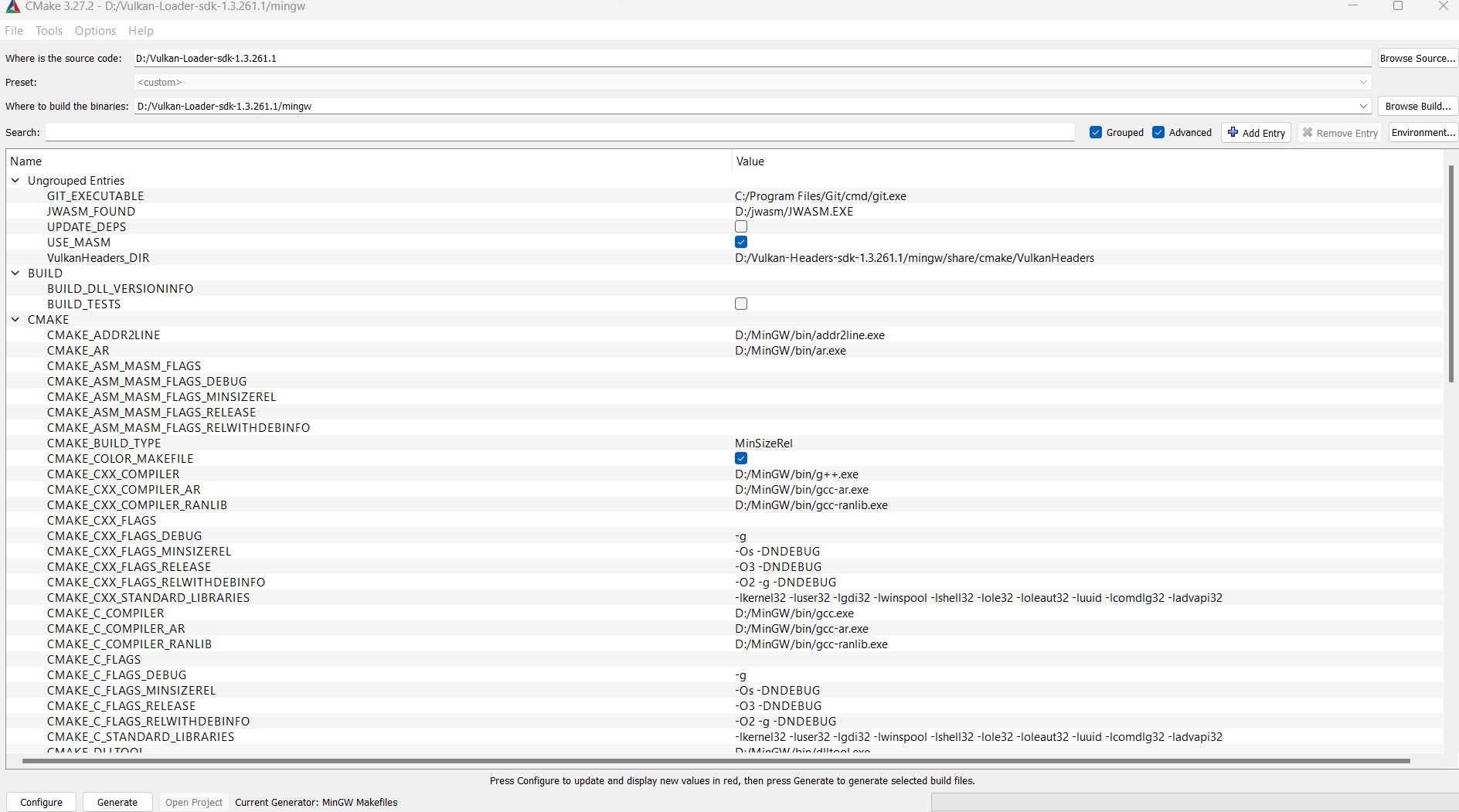 Vulkan-Loader-sdk-1.3.261.1 Fails to Link C shared library vulkan-1.dll using mingw makefiles ...