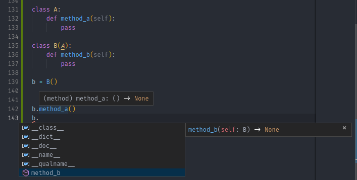 Missing parent class members in intelliSense suggestion. · Issue #188 · microsoft/pyright · GitHub