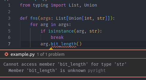 Optional inside of for loop · Issue #189 · microsoft/pyright · GitHub