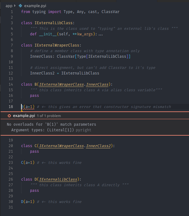 Constructor signature incorrect when inherit variable with Type ...