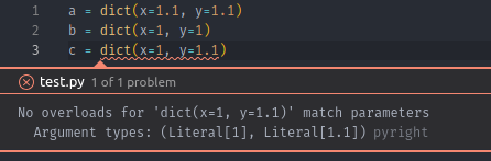 Type error when create a dict with both int and float values · Issue ...