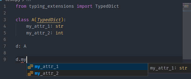Autocomplete suggestions for TypedDict · Issue #308 · microsoft/pyright · GitHub