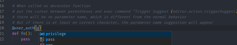 Function parameter autocompletion not working for decorators · Issue ...