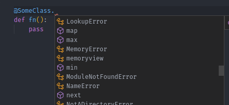 Function parameter autocompletion not working for decorators · Issue ...