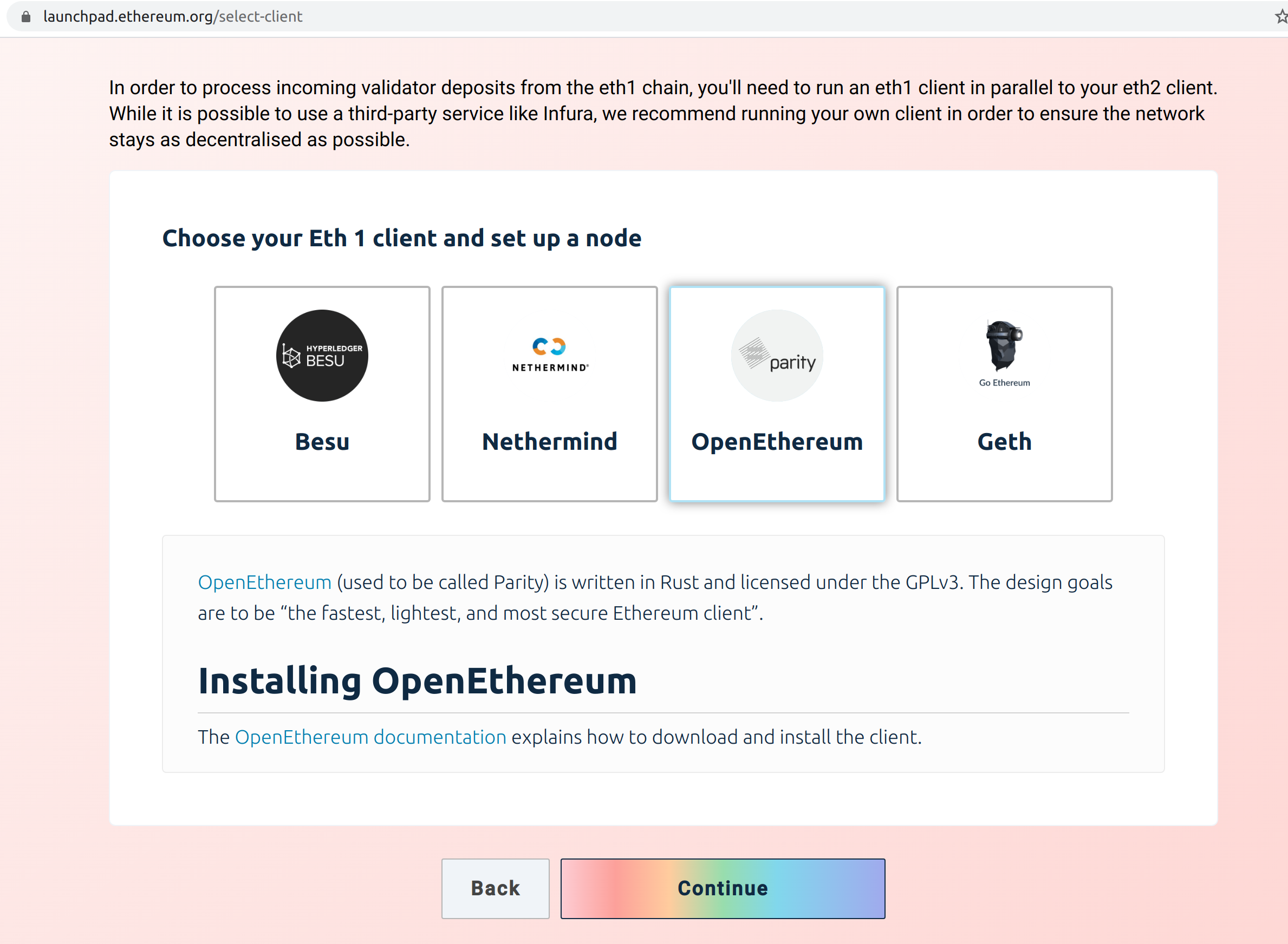 Launchpad Select client OpenEthereum - wrong links, information and logo · Issue #274 · ethereum ...