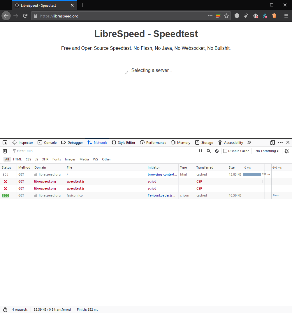 Can't access librespeed.org on safest setting. · Issue #394 ...