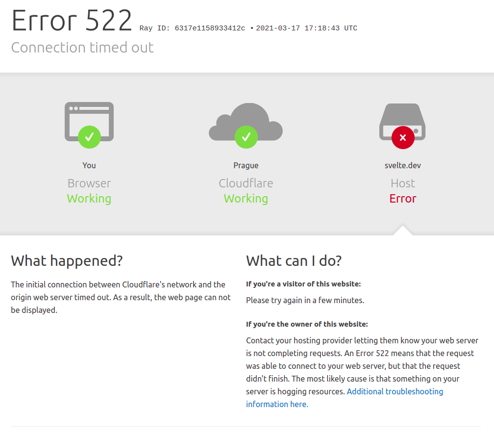 [Website] Error 522 · Issue #6093 · sveltejs/svelte · GitHub