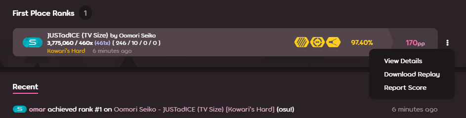 Recent Plays (24h) is missing Download Replay · Issue #6041 · ppy/osu ...