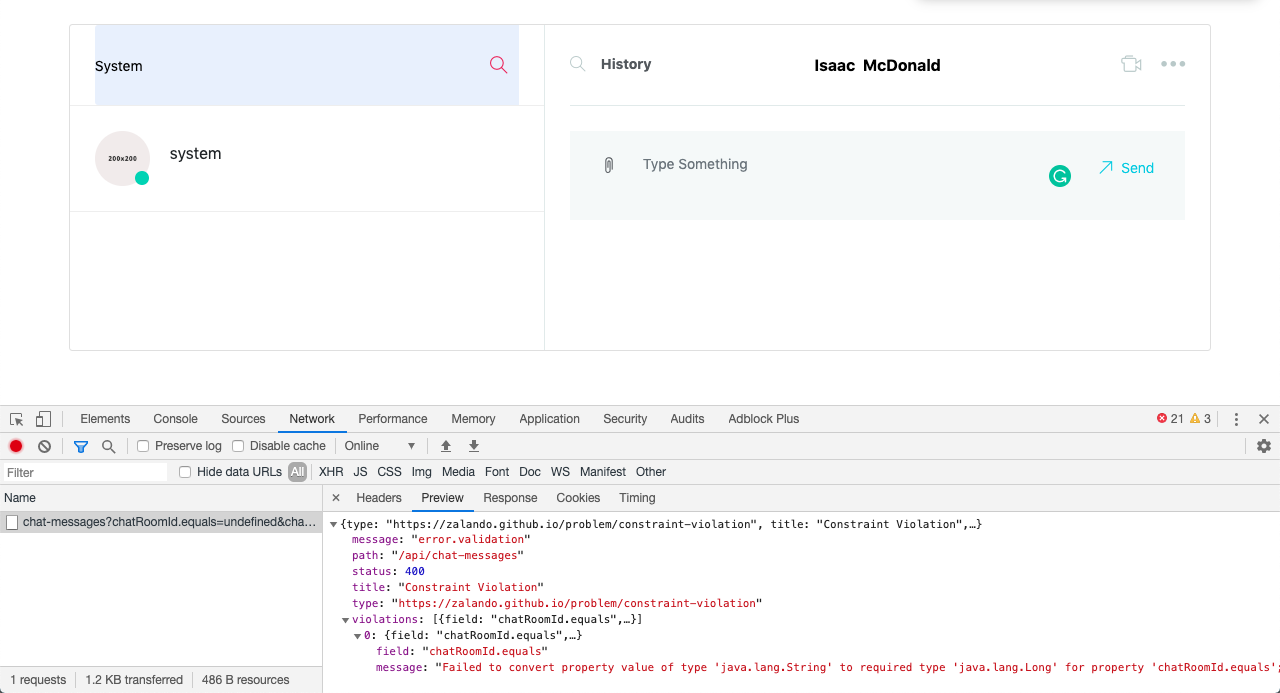 Bug: Chat messages are not being sent to other user, getting exception · Issue #22 · Tonterias2 ...