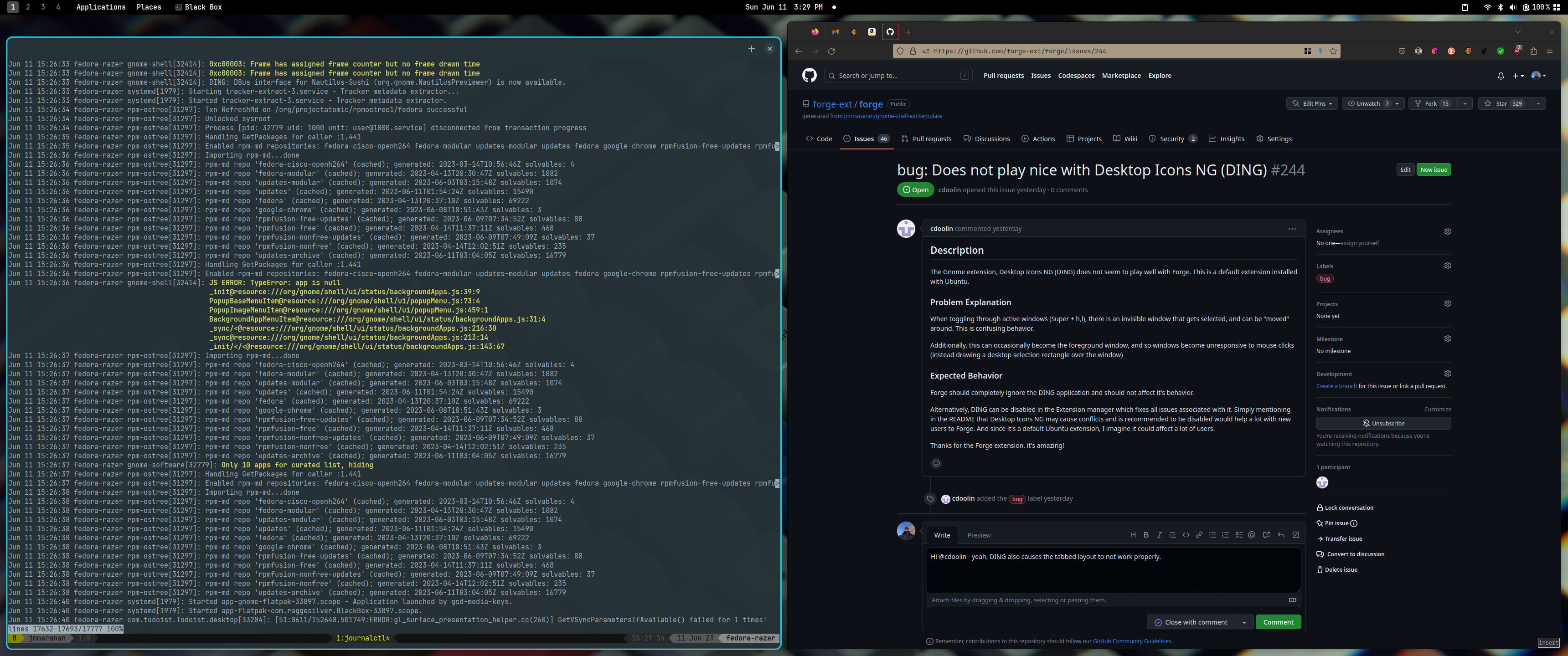 bug: Does not play nice with Desktop Icons NG (DING) · Issue #244 · forge-ext/forge · GitHub