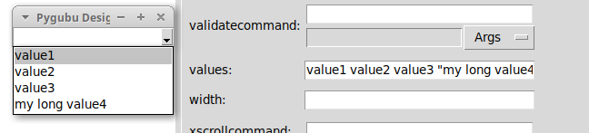 Combobox values: list not generated · Issue #155 · alejandroautalan/pygubu-designer · GitHub