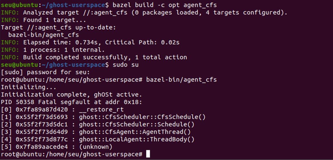 I am getting this error when running the simple_exp after running the ghost CFS scheduler ...