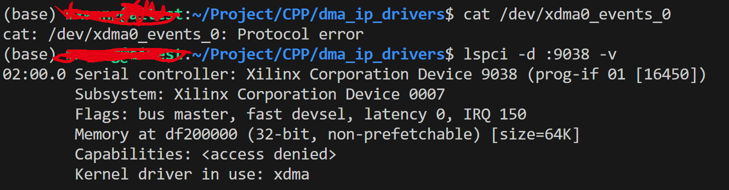 /dev/xdma0_events_0: Protocol error, read interrupt signal faild! · Issue #236 · Xilinx/dma_ip ...